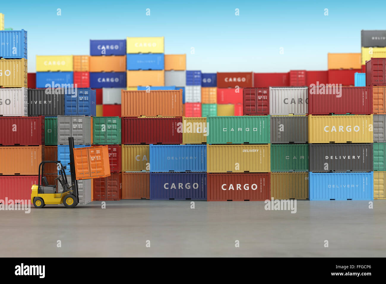 Delivery or warehouse background concept. Cargo shipping containers in ...