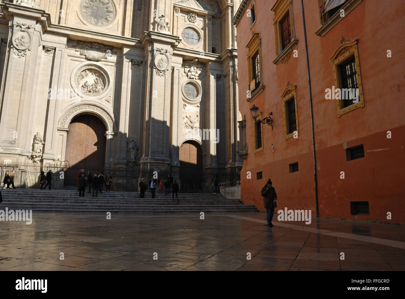 Granada square and cathedral, Andalusia, Spain Stock Photo - Alamy