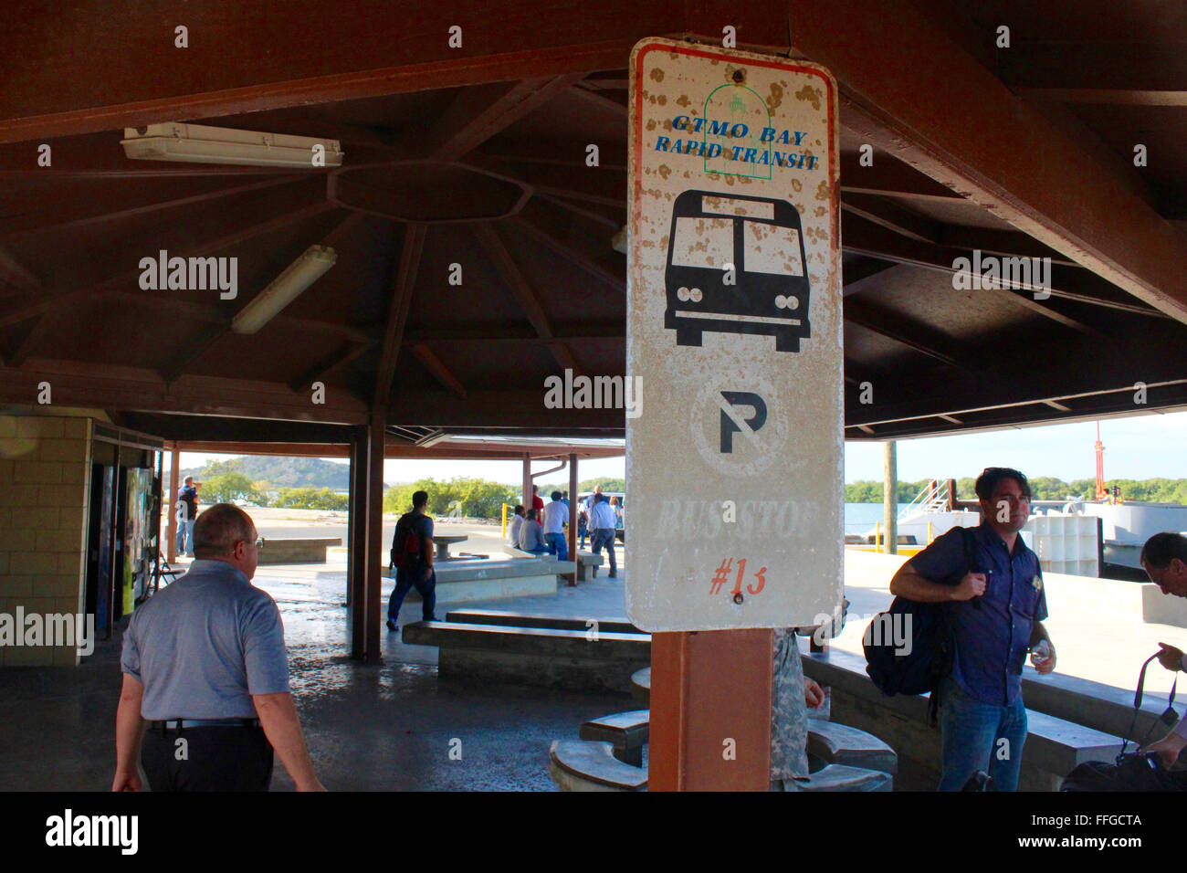 guantanamo bay cuba gtmo bus stop Stock Photo - Alamy