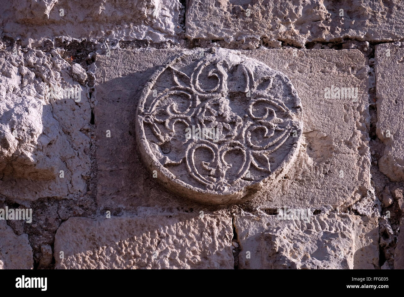 Engraved stone medallions adorn the wall by the New Gate in the Ottoman ...