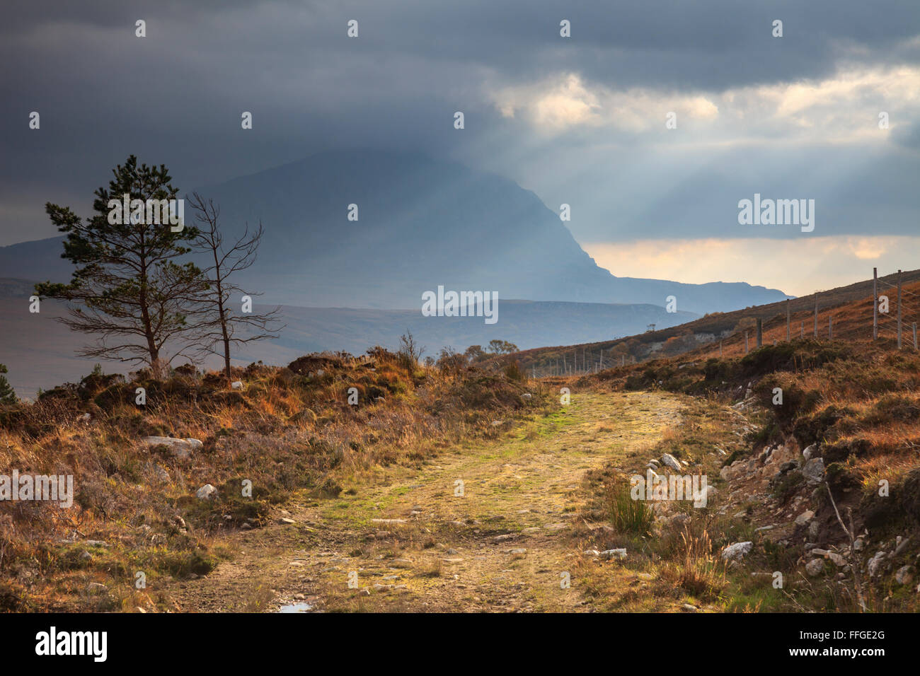 Ben Hope captured from the footpath on the western side of Loch Hope ...