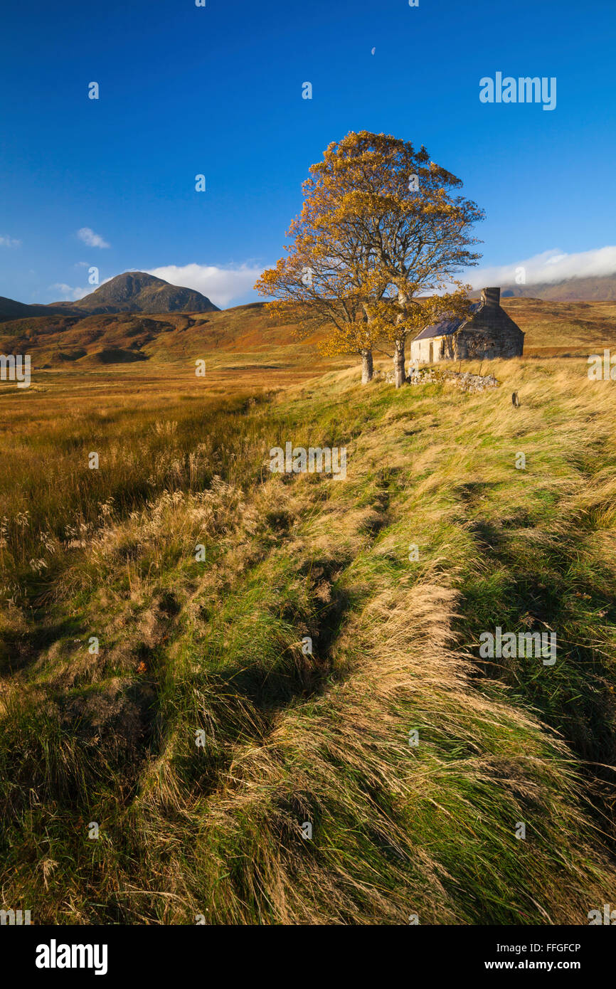 An abandoned building at Lettermore on Loch Loyal, Sutherland, Scotland ...