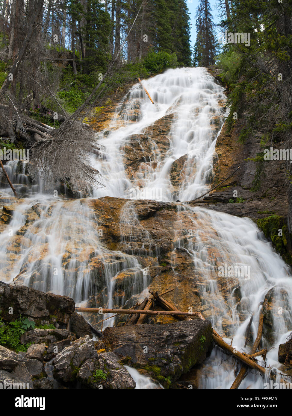 Skalkaho Falls, a remote waterfall near Hamilton, Montana, United ...