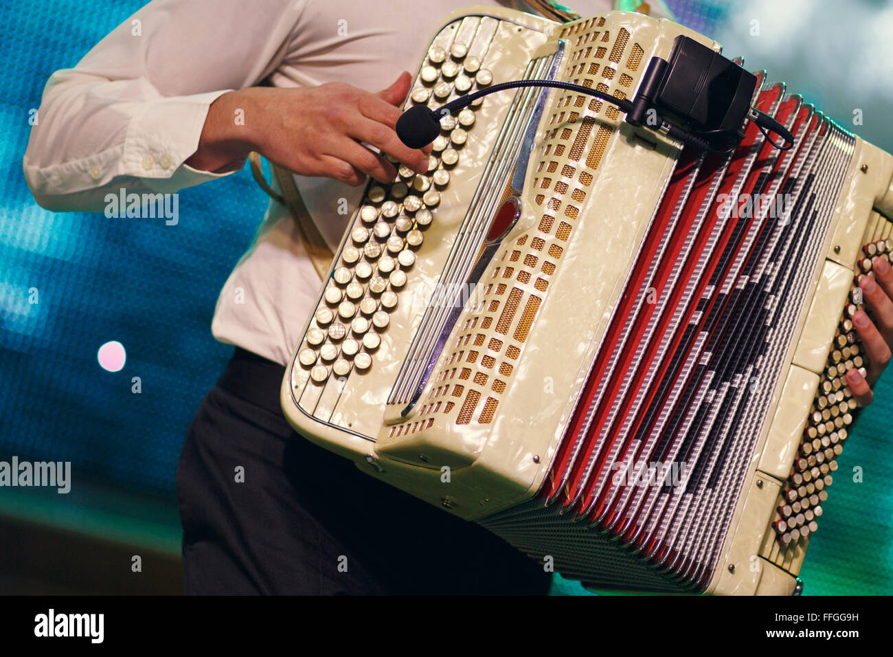The musician playing the accordion Stock Photo - Alamy