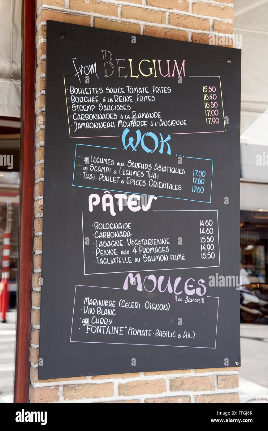 Food Menu in Brussels, Belgium Stock Photo - Alamy