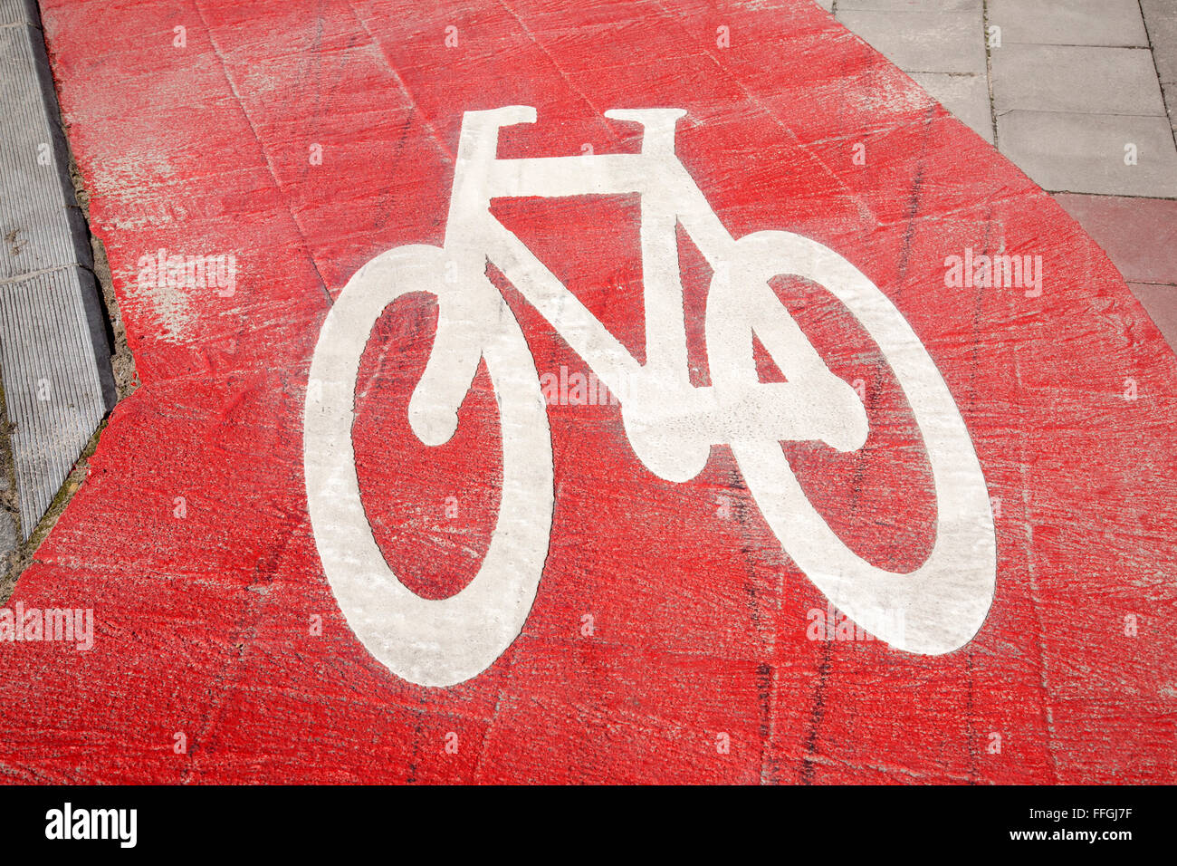 Red Bike Lane Symbol in Brussels, Belgium Stock Photo - Alamy