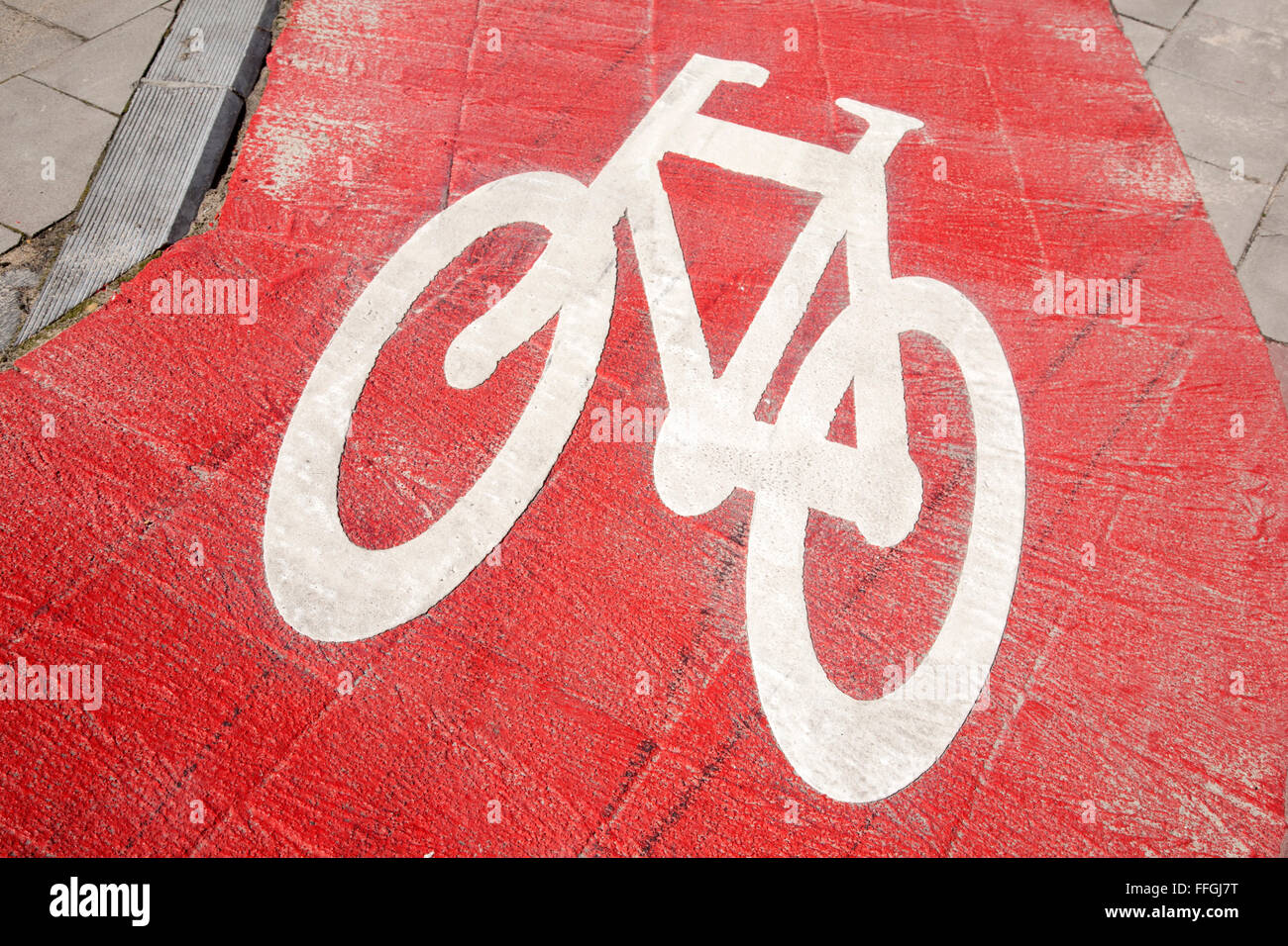 Red Bike Lane Symbol in Brussels, Belgium Stock Photo - Alamy