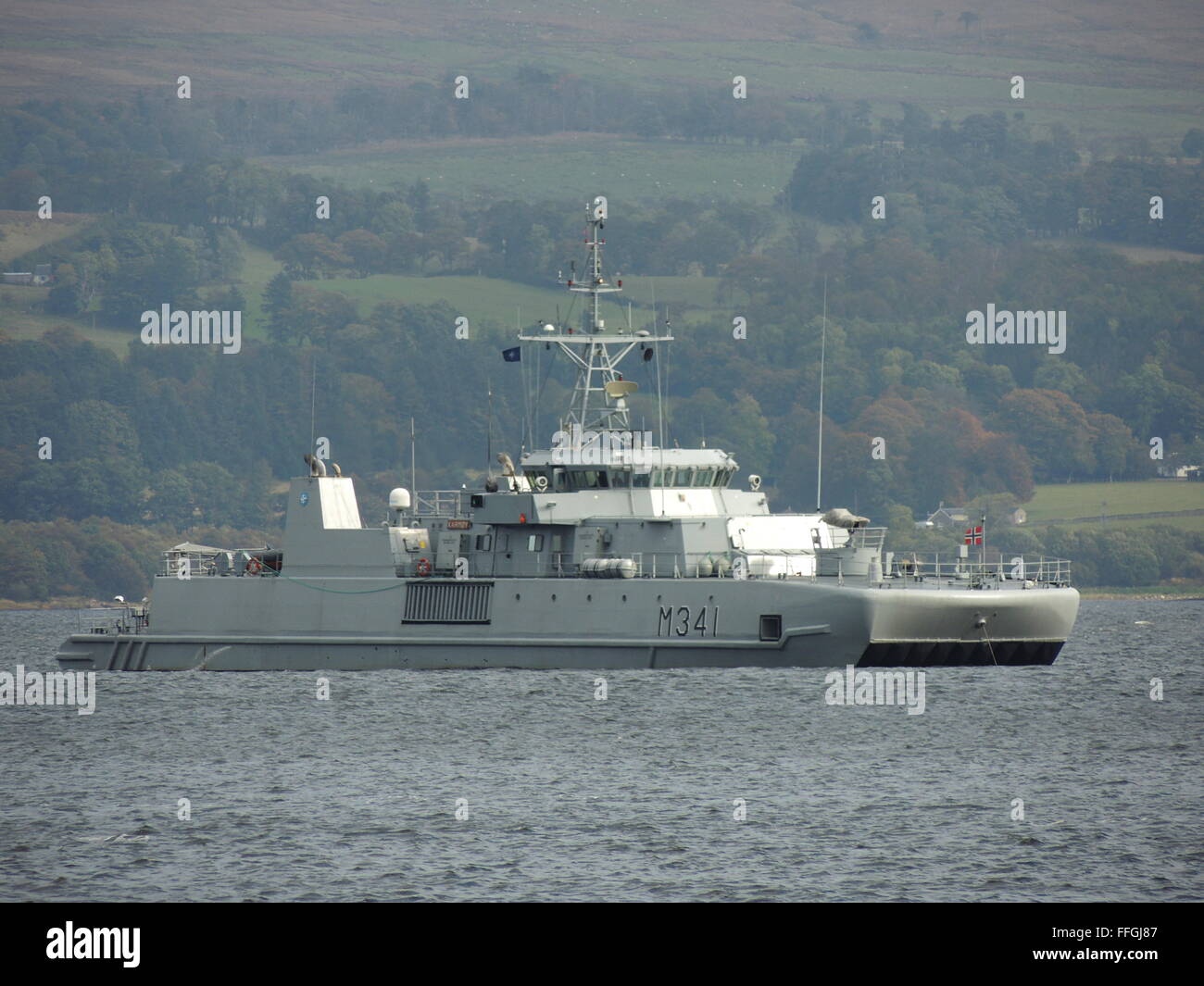 KNM Karmoy (M341), an Oksoy-class minehunter of the Norwegian Navy ...