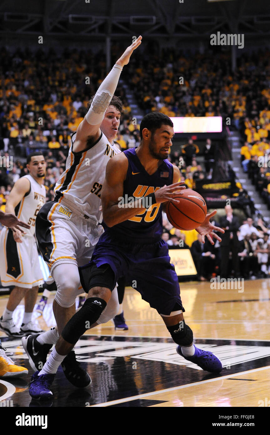 February13, 2016: Wichita State Shockers guard Evan Wessel (3) defends ...