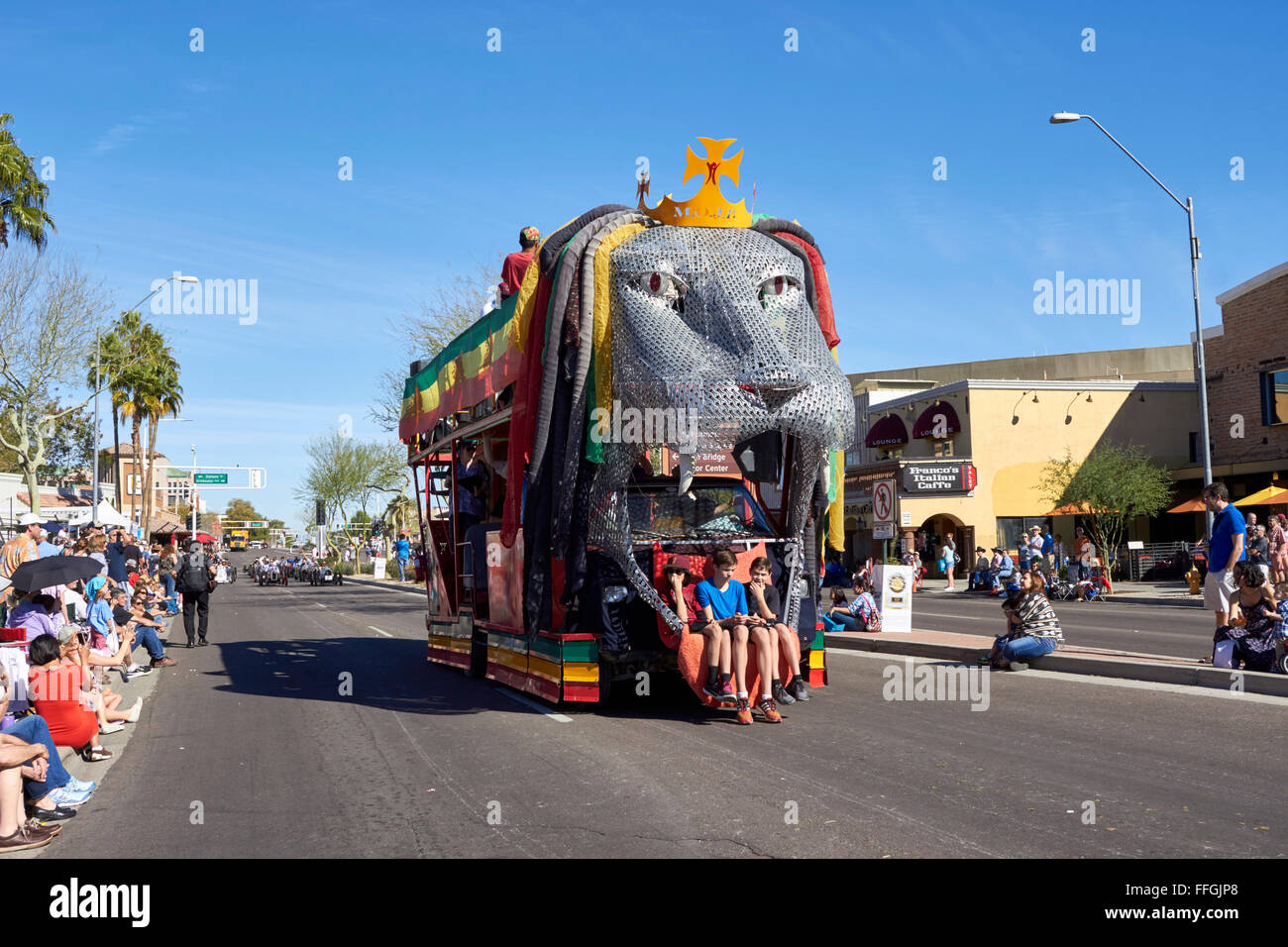 Scottsdale, Arizona, USA. 13th February, 2016. A parade float decorated ...