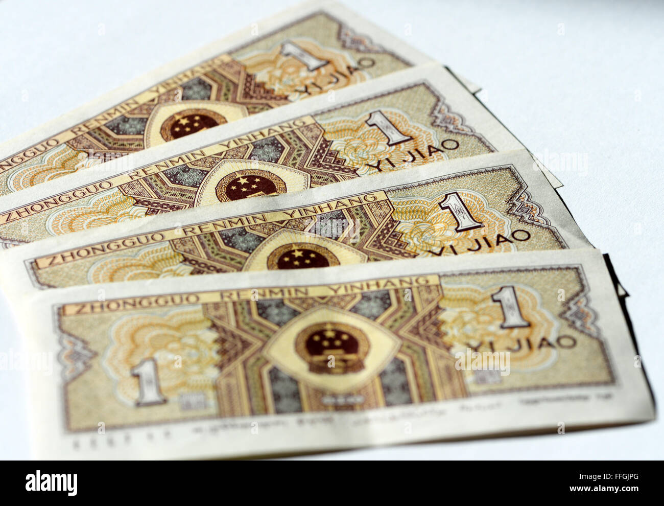 ILLUSTRATION - Chinese Jiao Renminbi banknotes from 1980, photographed ...
