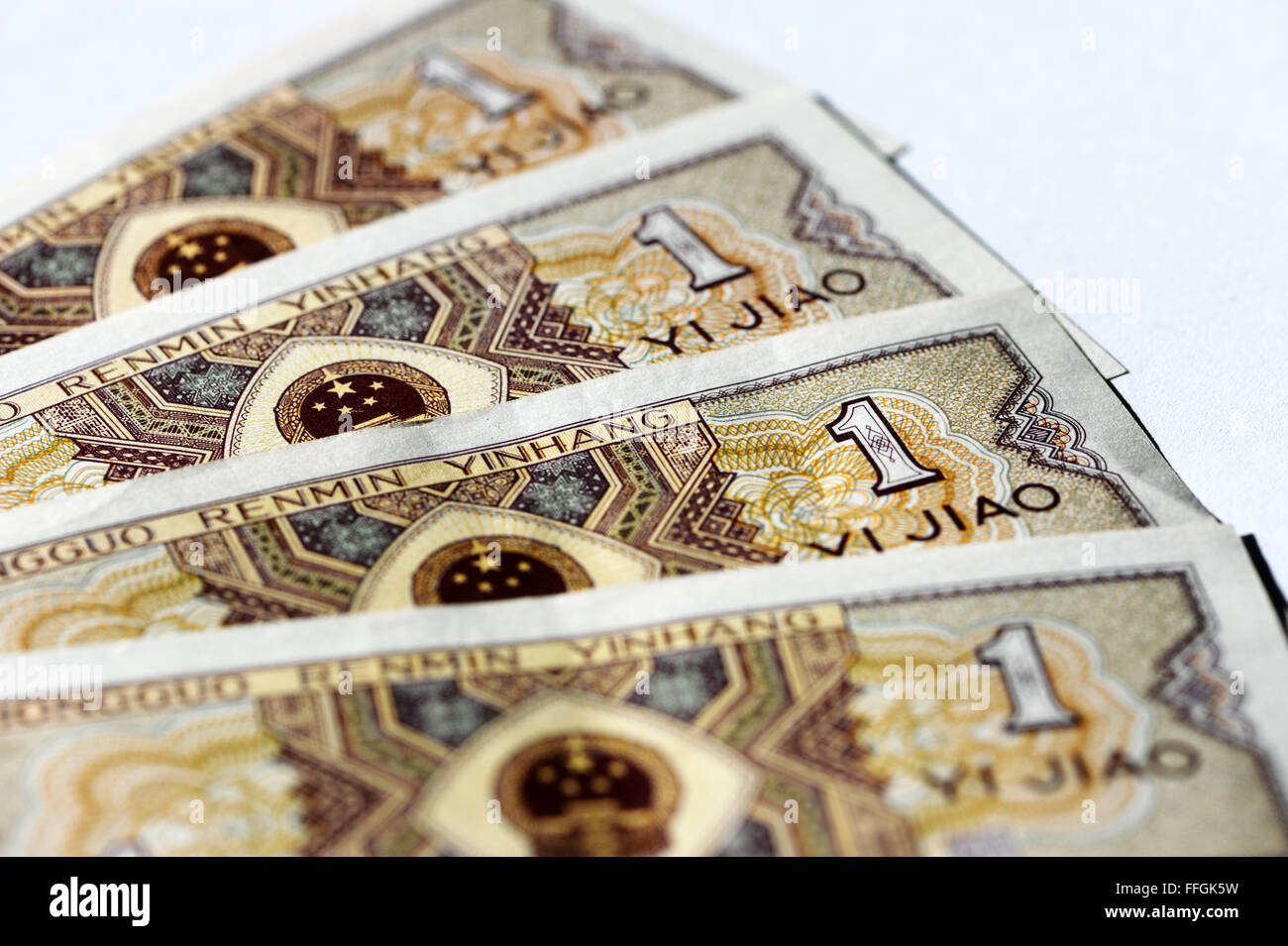 ILLUSTRATION - Chinese Jiao Renminbi banknotes from 1980, photographed ...
