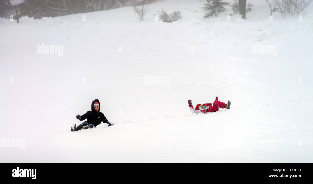 Children have a roll in the snow, winter day Stock Photo - Alamy