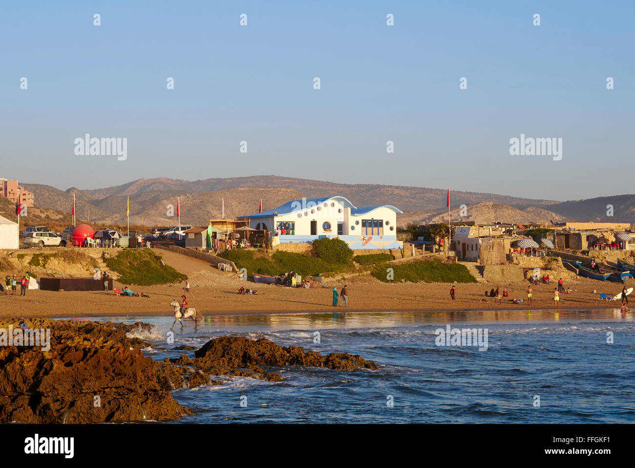 The surf house - Tamraght beach, Morocco, Africa Stock Photo - Alamy