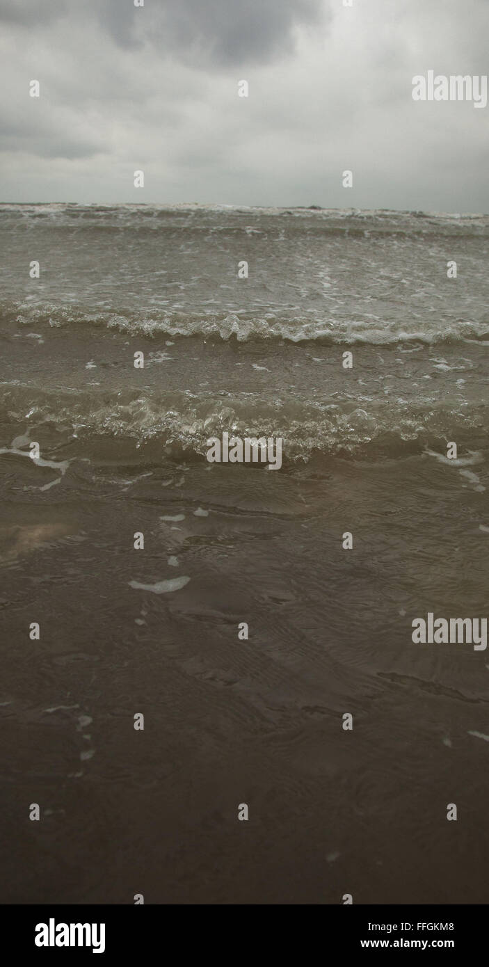 sea water waves winter left cold ice swell sea Kent beach tide Stock ...