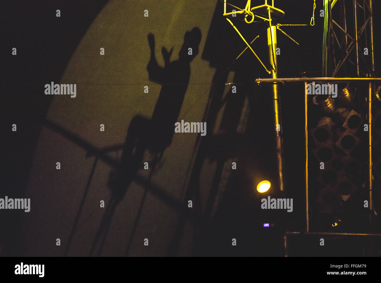 Shadow of an artist in the circus. Circus light Stock Photo - Alamy