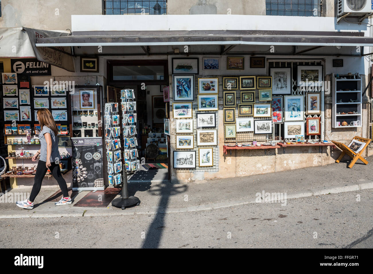Paintings for sale at Mala Tepa Street in Mostar city, Bosnia and ...