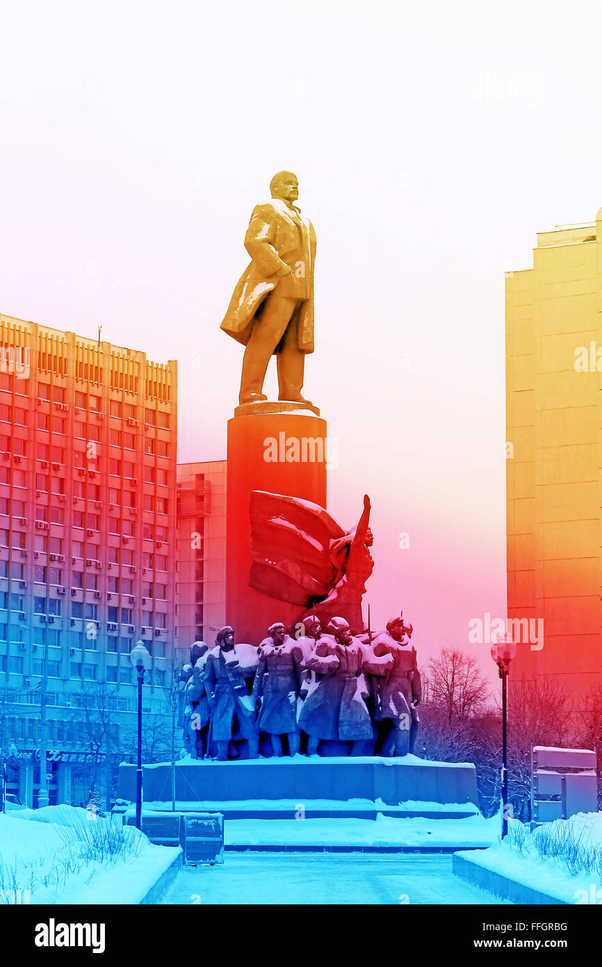 A portrait of Vladimir Lenin is photographed close up Stock Photo - Alamy