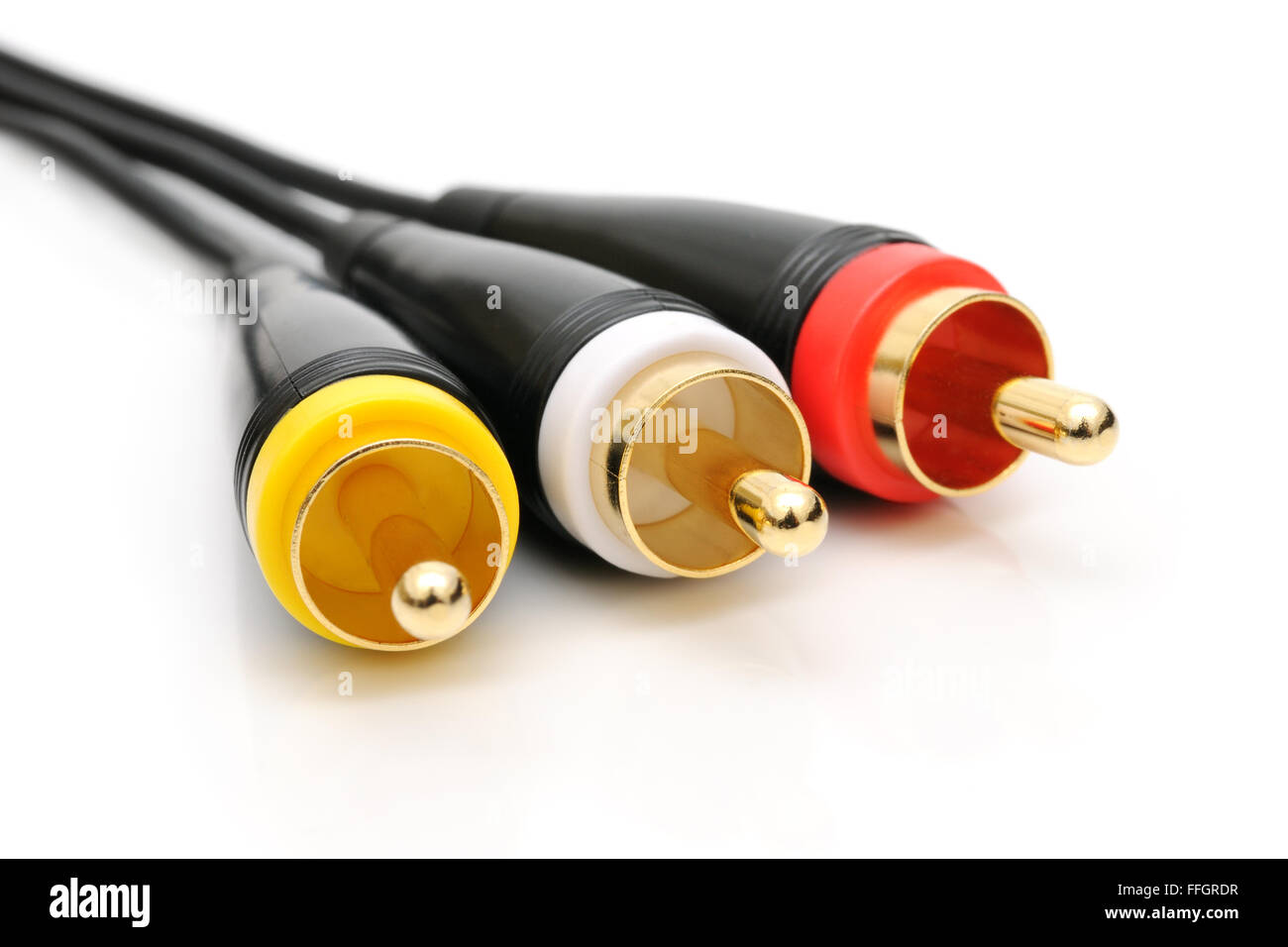 Cable for video and sound connection isolated on a white background ...