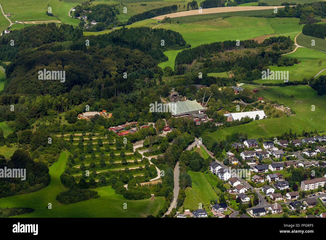Aerial view, Elspe festival grounds, Winnetou games, Lennestadt ...