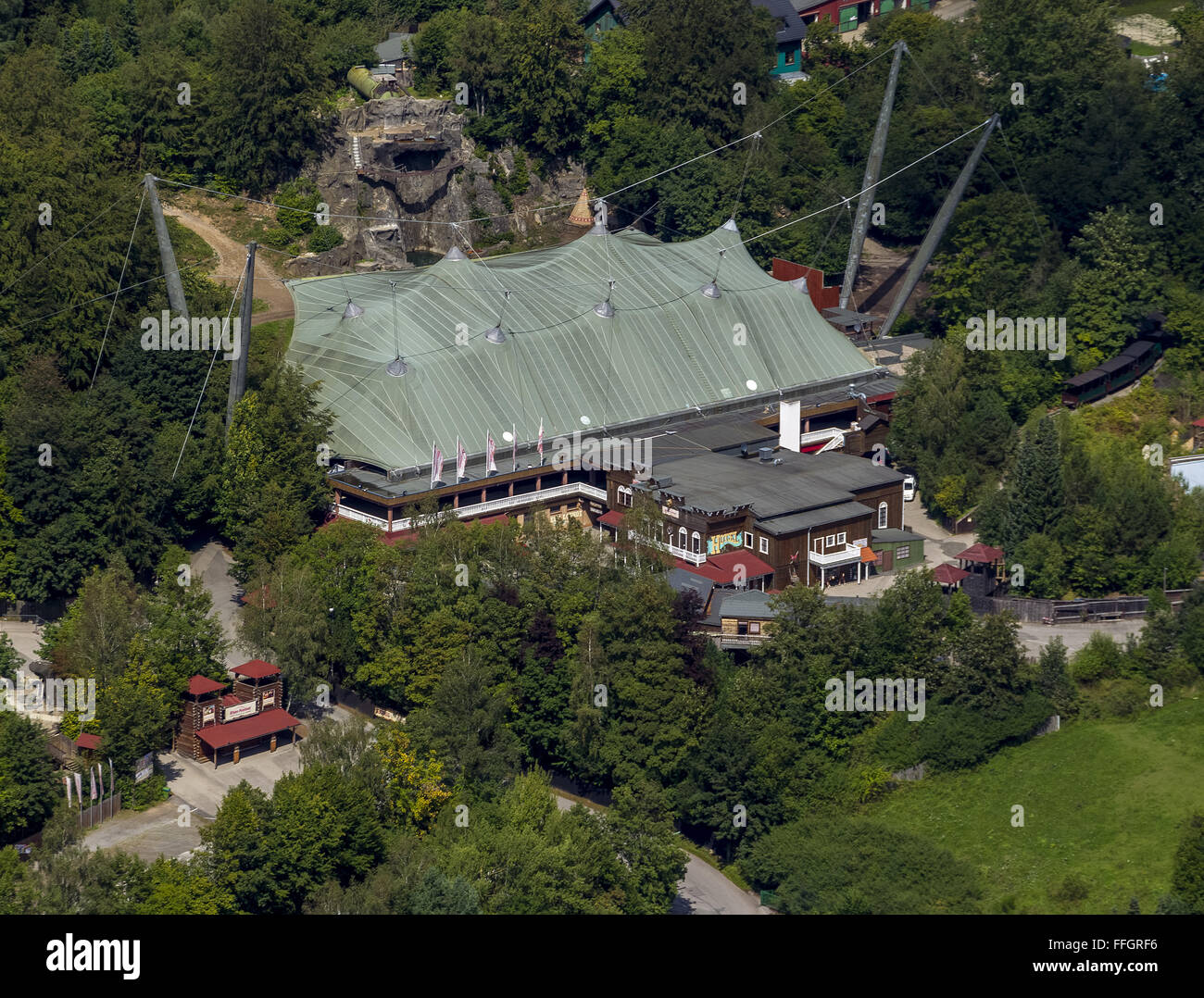 Aerial view, Elspe festival grounds, Winnetou games, Lennestadt ...
