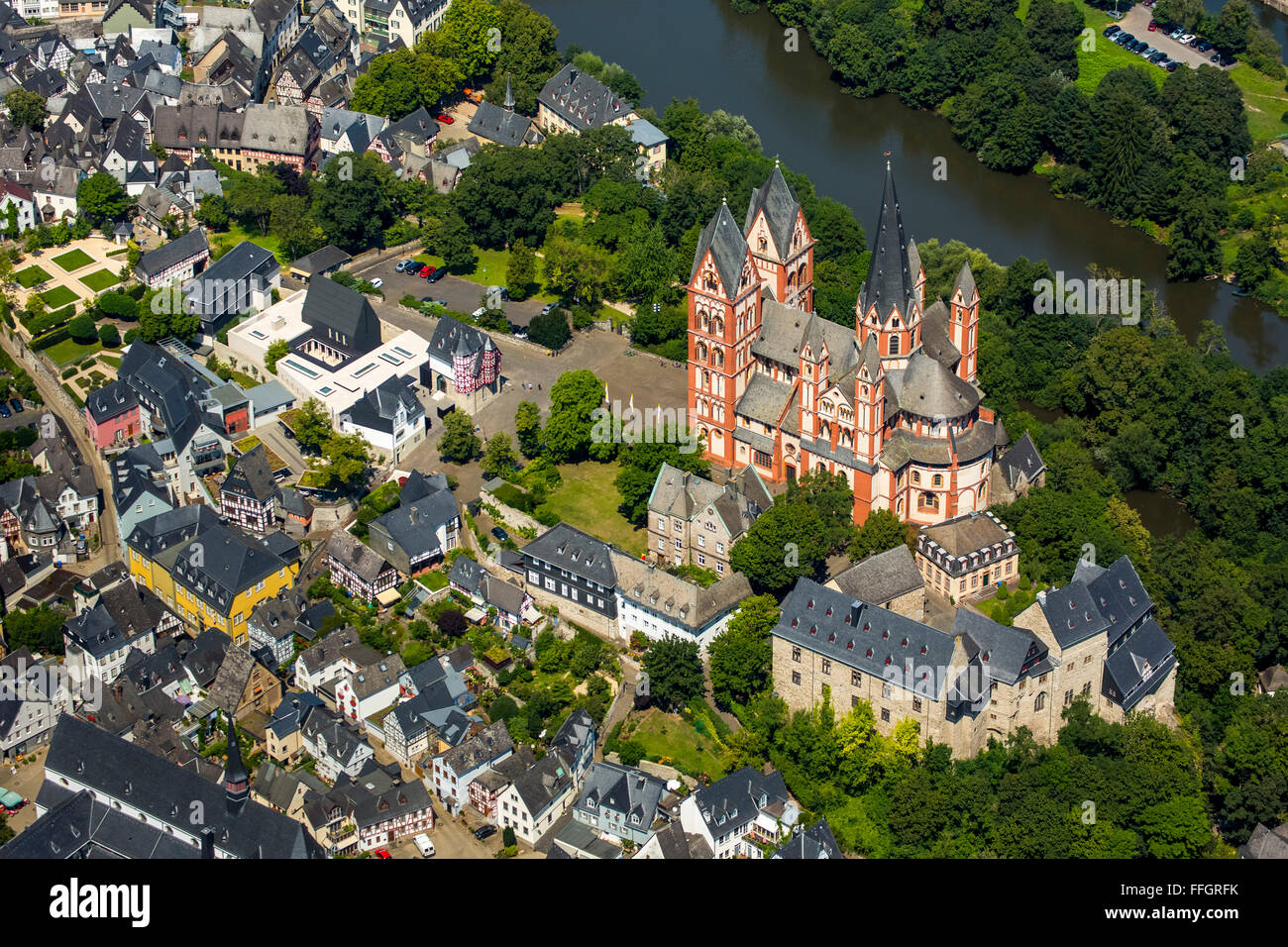 Aerial view, Limburger chateau, overlooking the old town of Limburg on ...