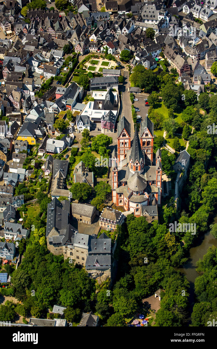 Aerial view, Limburger chateau, overlooking the old town of Limburg on ...
