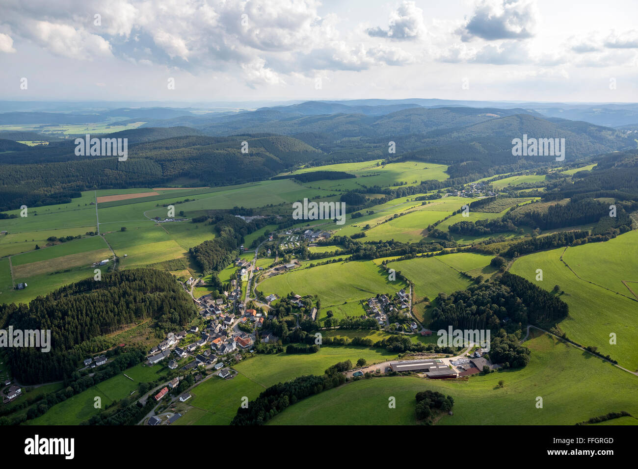 Aerial view, company Padberg, Medebach, Sauerland, North Rhine ...