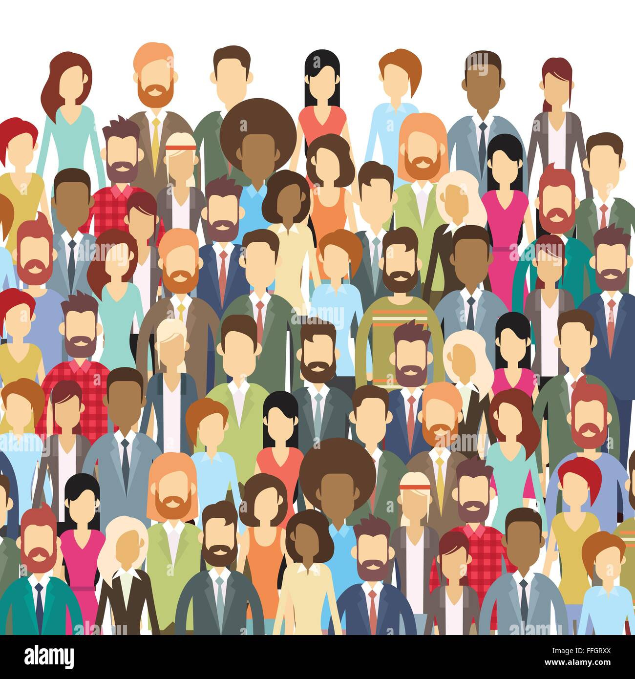 Group of Business People Face Big Crowd Businesspeople Stock Vector ...