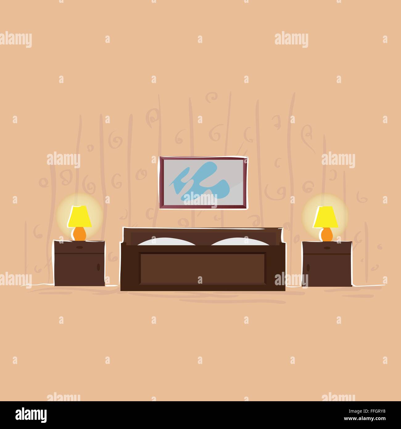 Hotel bedroom drawing design Stock Vector Images - Alamy