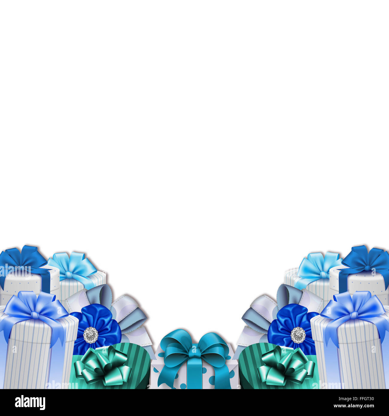 decoration border - frame - gift boxes with bows and ribbons Stock ...