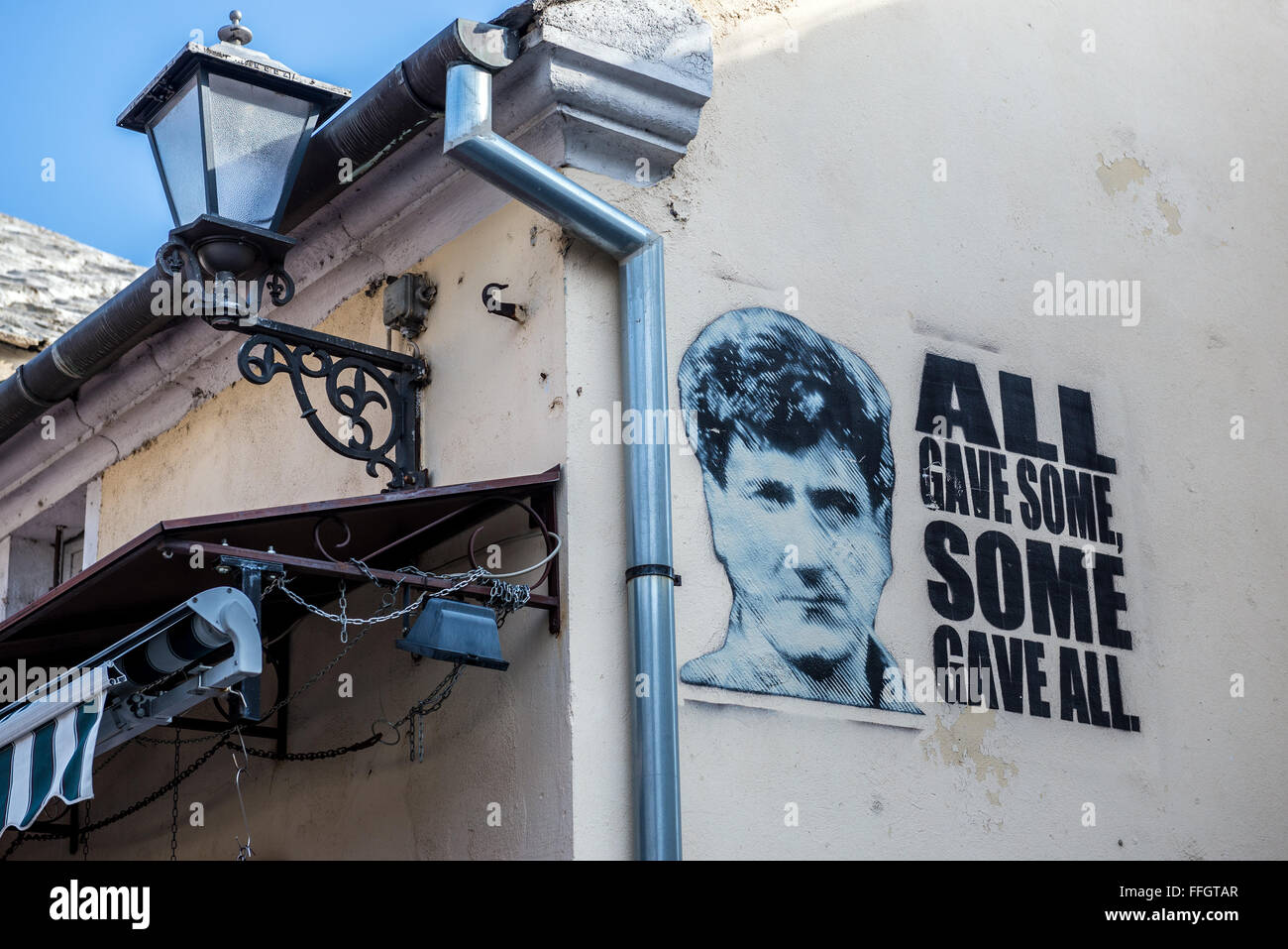 Graffiti of Billy Ray Cyrus at Kujundziluk pedestrian street on Stari ...