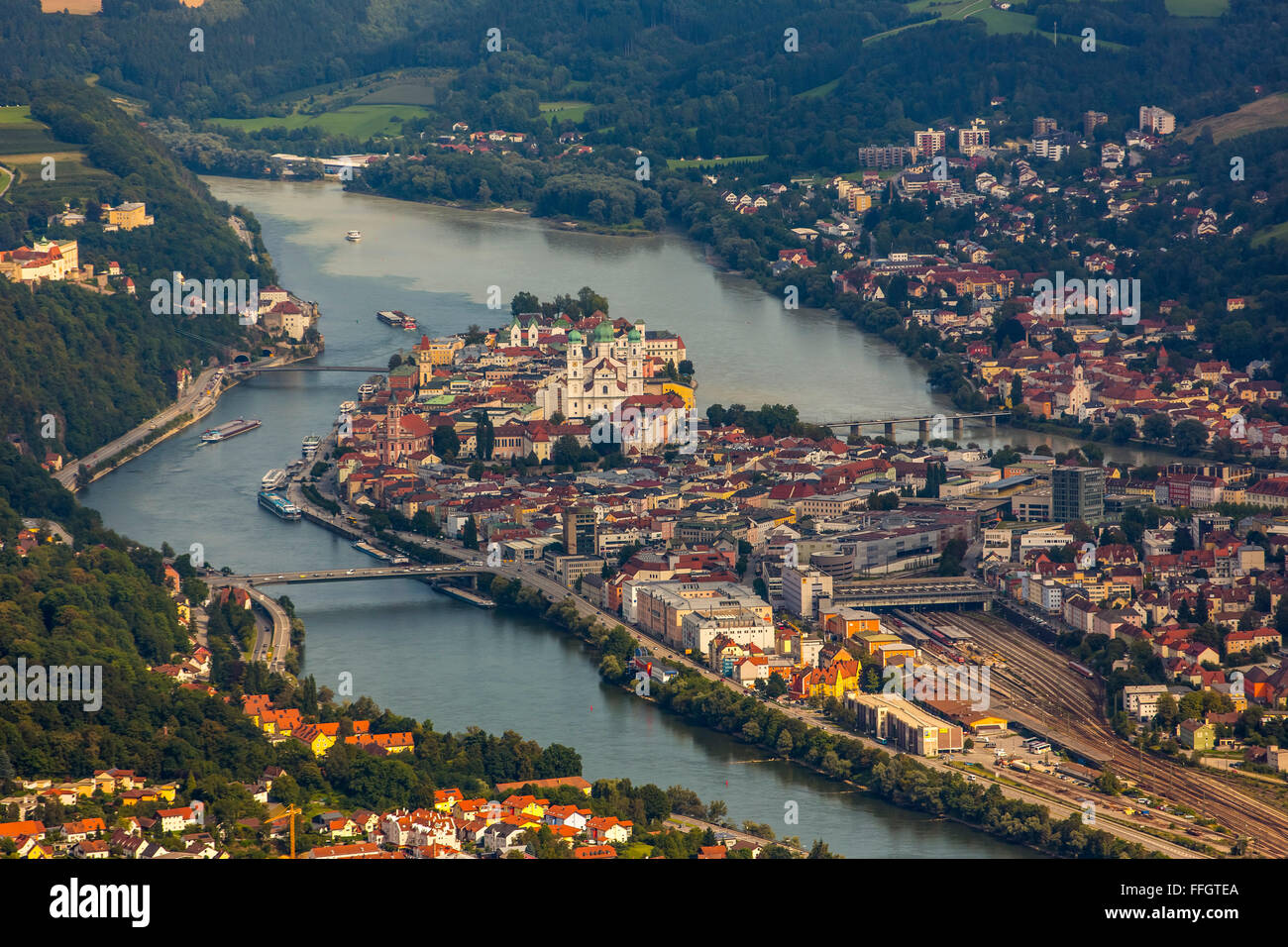 Aerial view confluence danube ilz rivers hi-res stock photography and ...