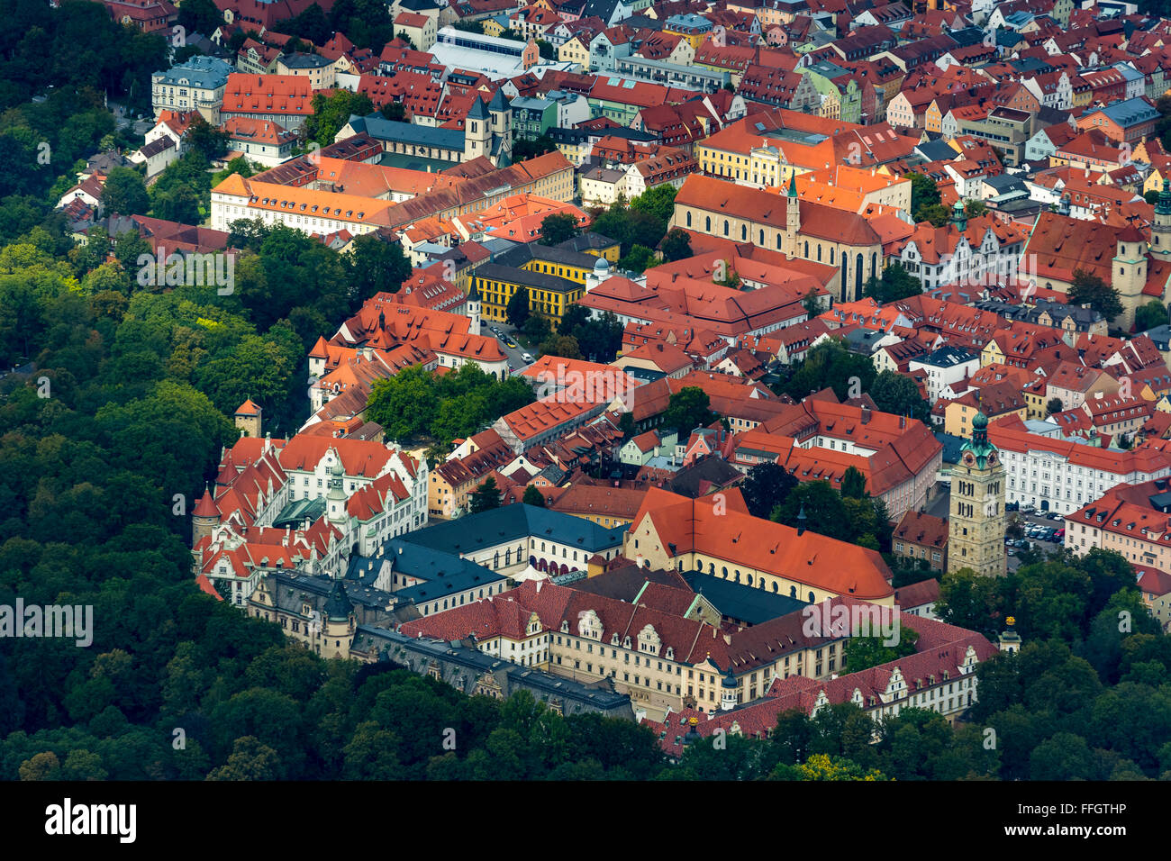 Aerial view, monastery St.Emmeram, it Basilica of St. Emmeram and head ...