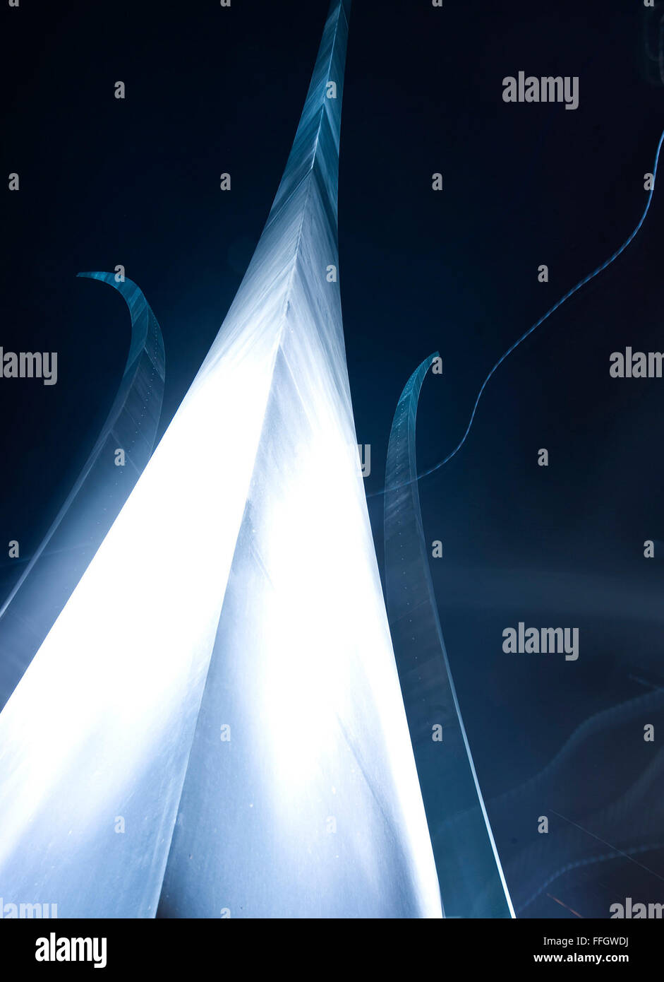 The U.S. Air Force Memorial stands illuminated at night in Washington ...