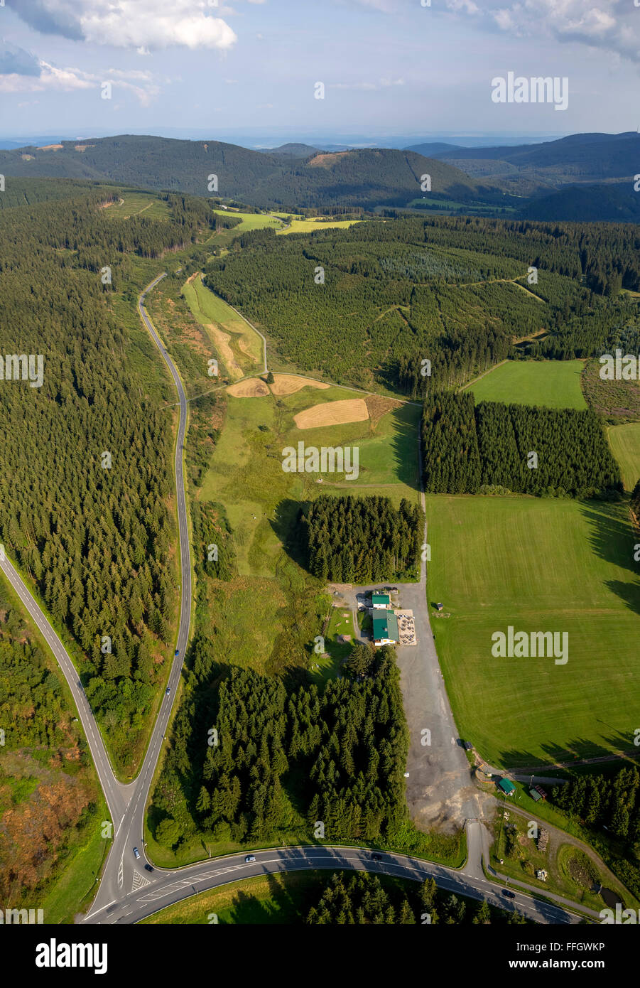 Aerial view, source of the Ruhr, Ruhr Valley, Winterberg, Sauerland ...