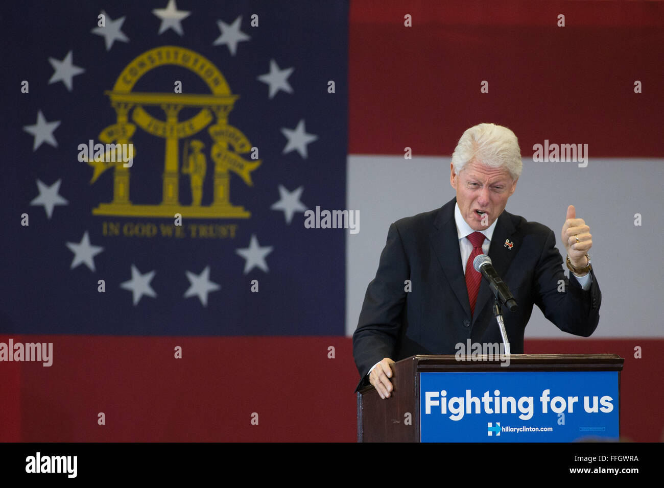 College Park, Ga, USA. 13th Feb, 2016. Former President BILL CLINTON ...