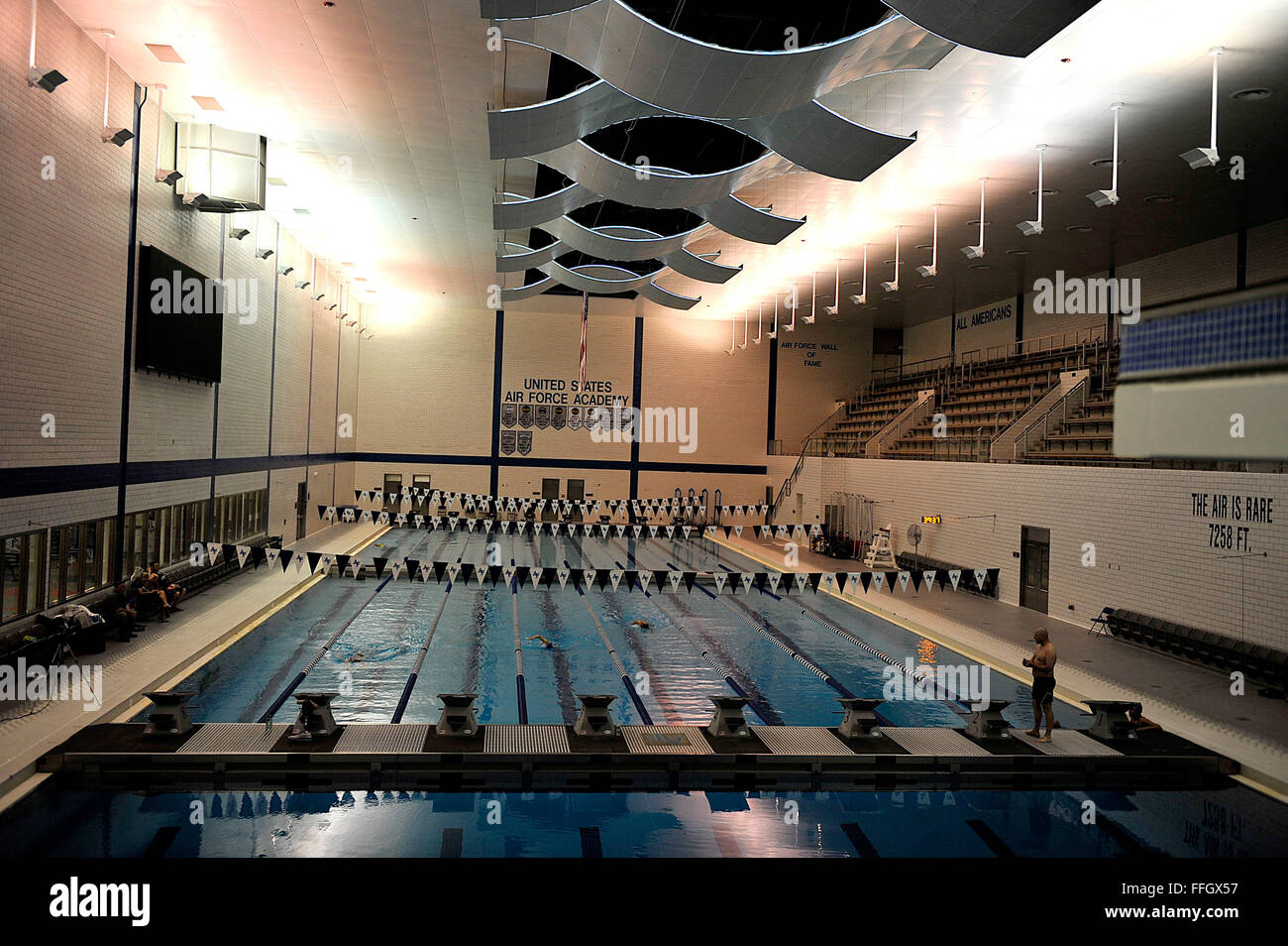 Tech. Sgt. Corey Carter trains in the pool during the Air Force team's ...