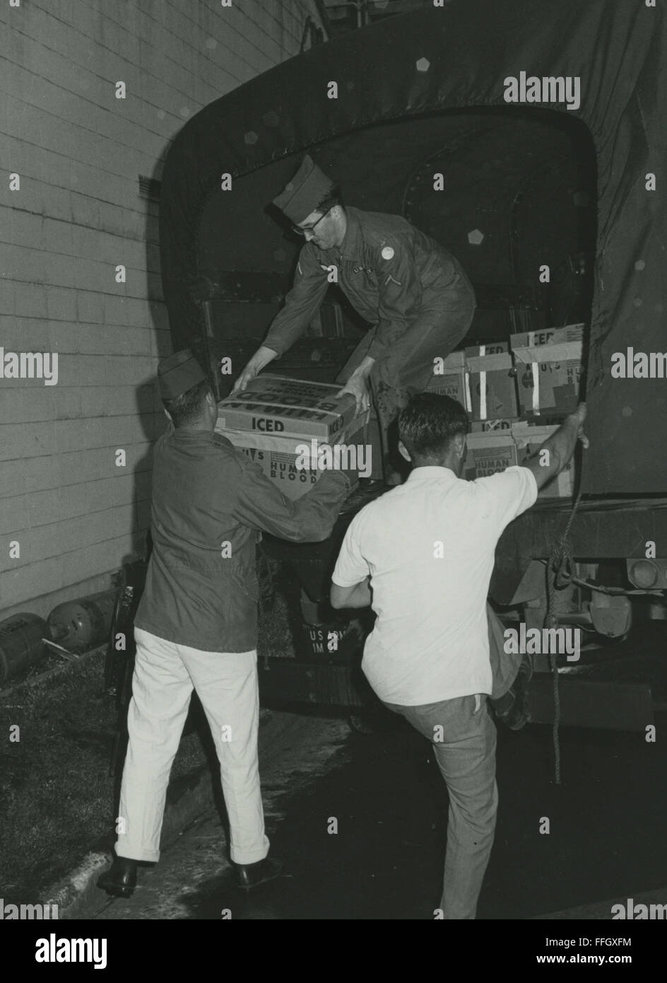 In the late 1960s, blood boxes were loaded at the AFWBPL-East receiving ...