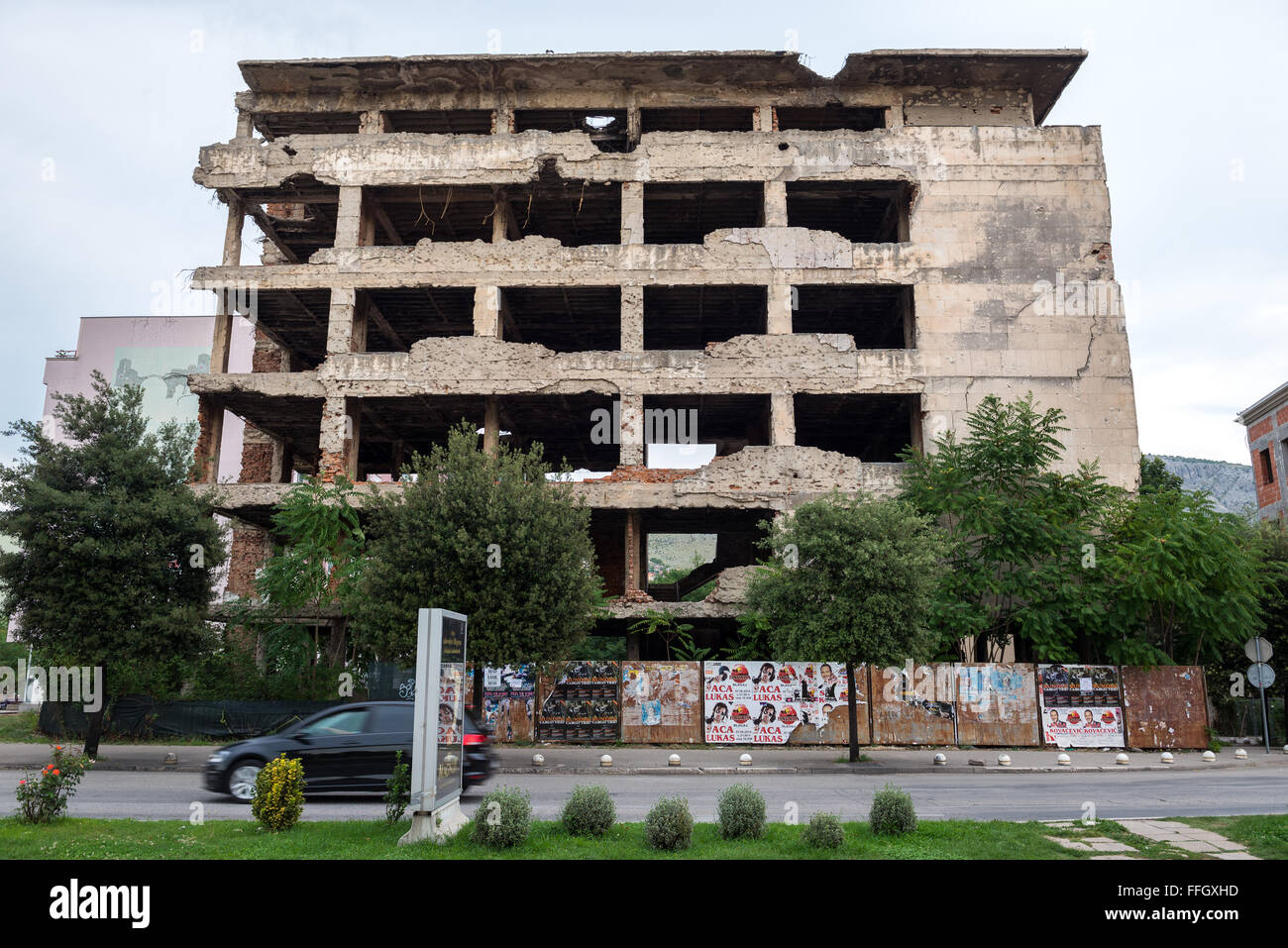 Abandoned building, detroyed during Bosnian War at Bulevar Street in ...