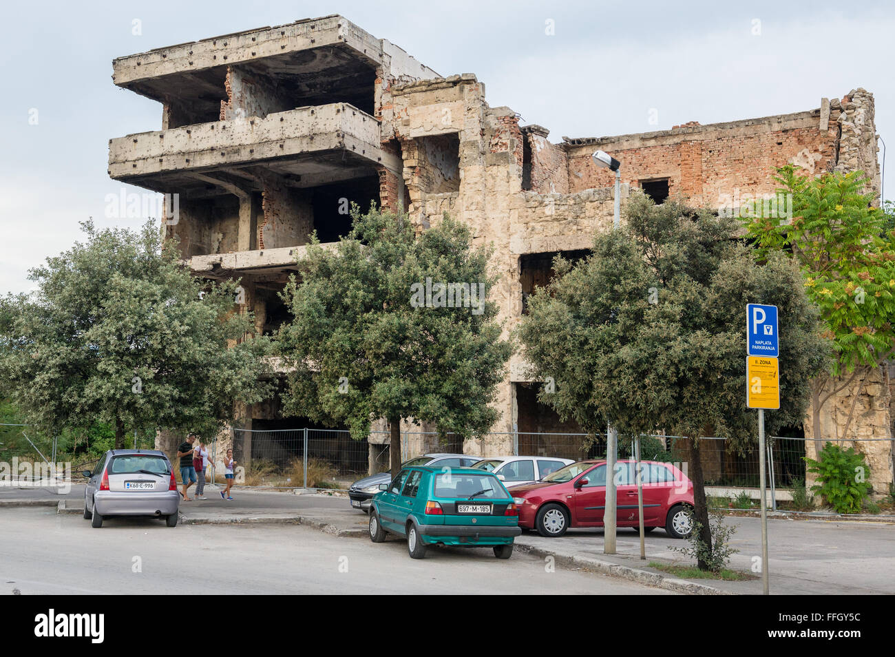 Abandoned building, detroyed during Bosnian War at Bulevar Street in ...