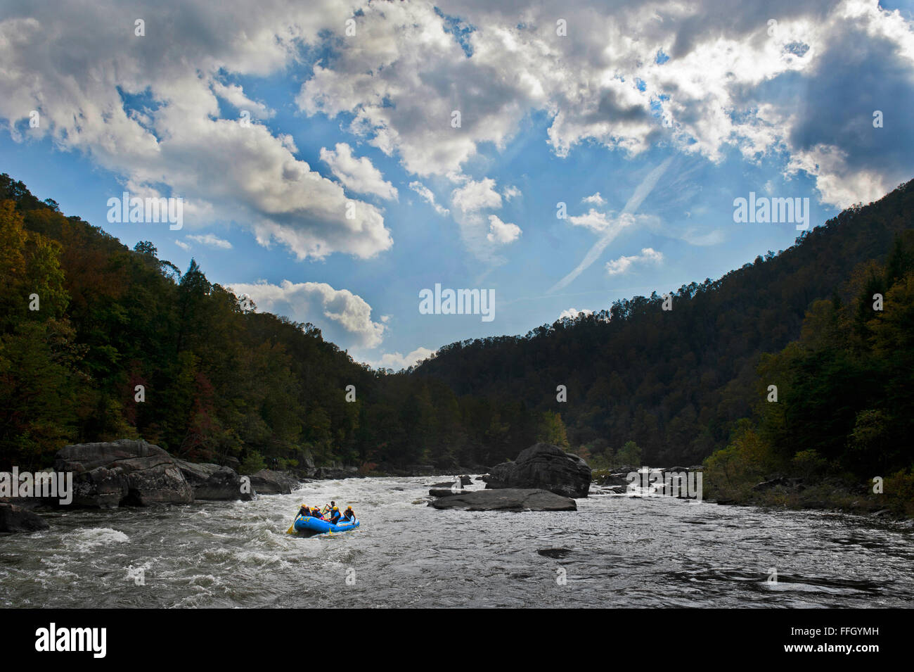 Wilderness Challenge team members raft down the New River during the ...
