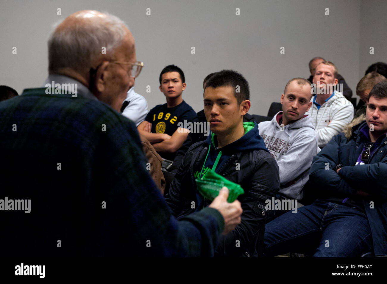 Robert Behr, a Holocaust survivor, speaks to multinational students ...