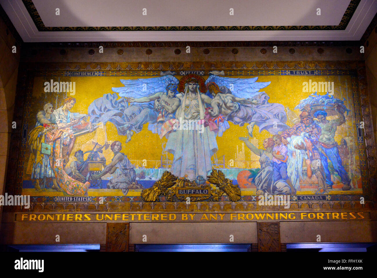 Mural detail in lobby of City Hall, Buffalo NY Stock Photo - Alamy