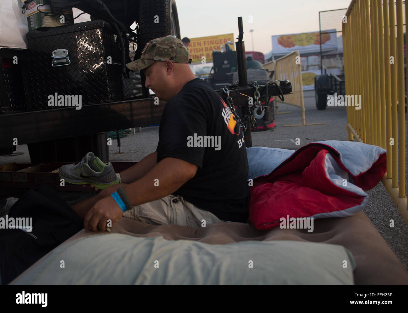 Waking up after a one hour nap, Tech Sgt. Jeff Calvert prepares to ...