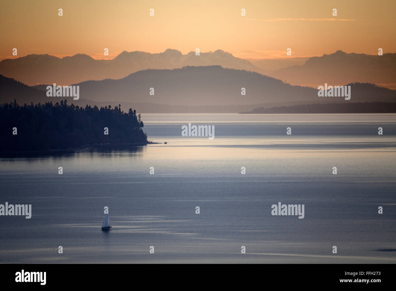 Evening Light over Pacific Bay Stock Photo - Alamy