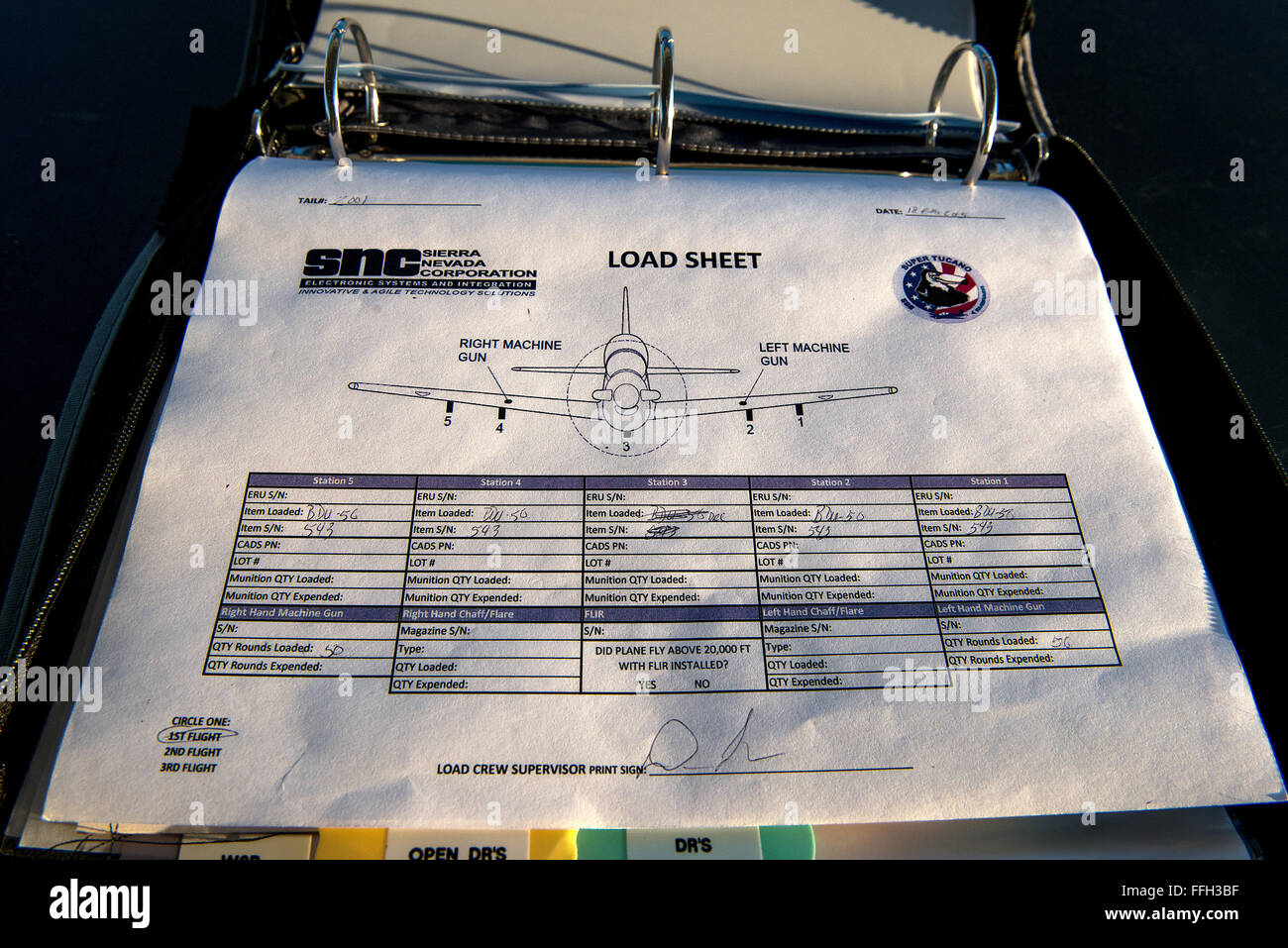 U.S. Air Force weapons advisors use a manufacturer-provided load sheet ...
