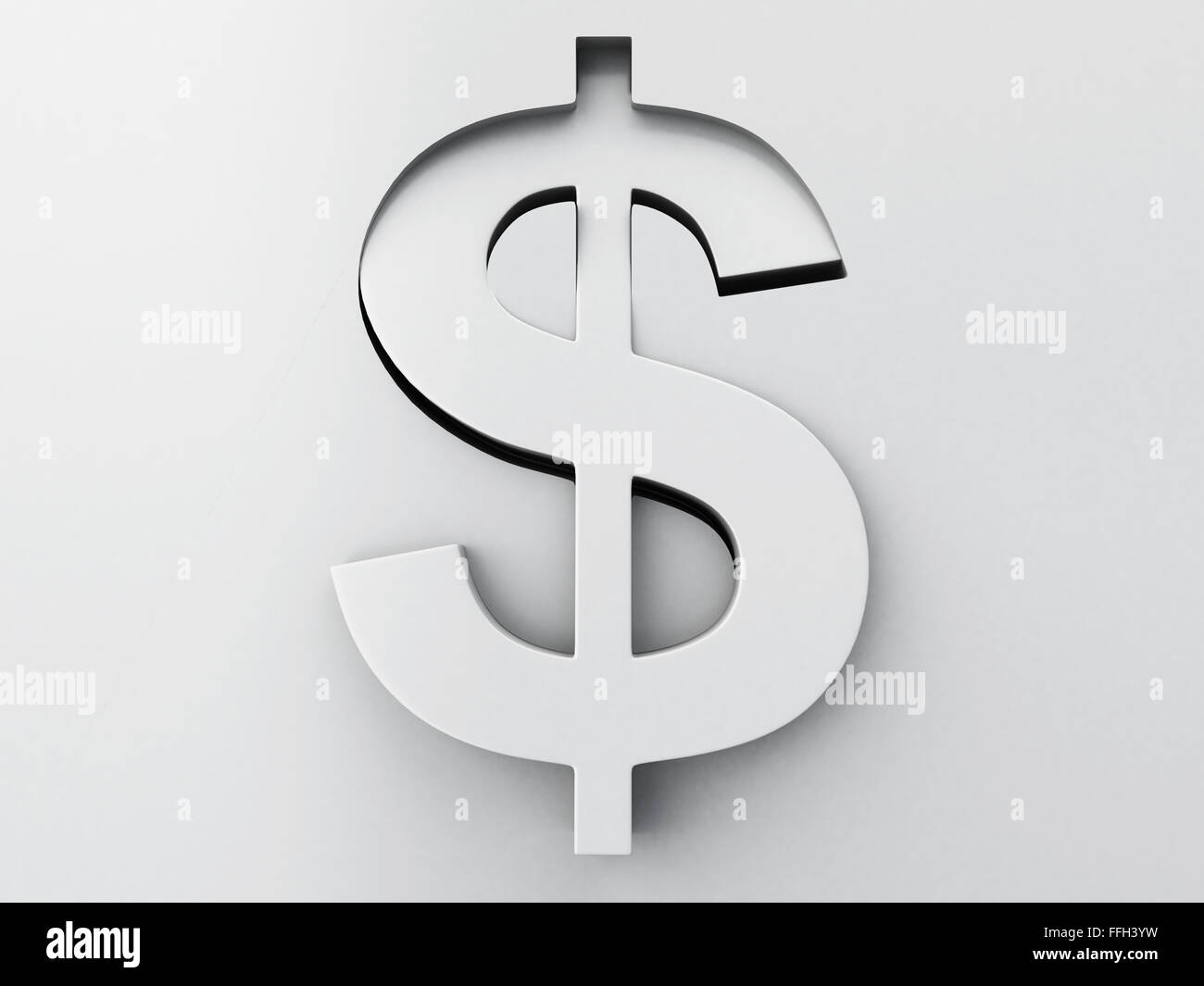 3d dollar sign engraved and extruded from the surface. Money concept ...