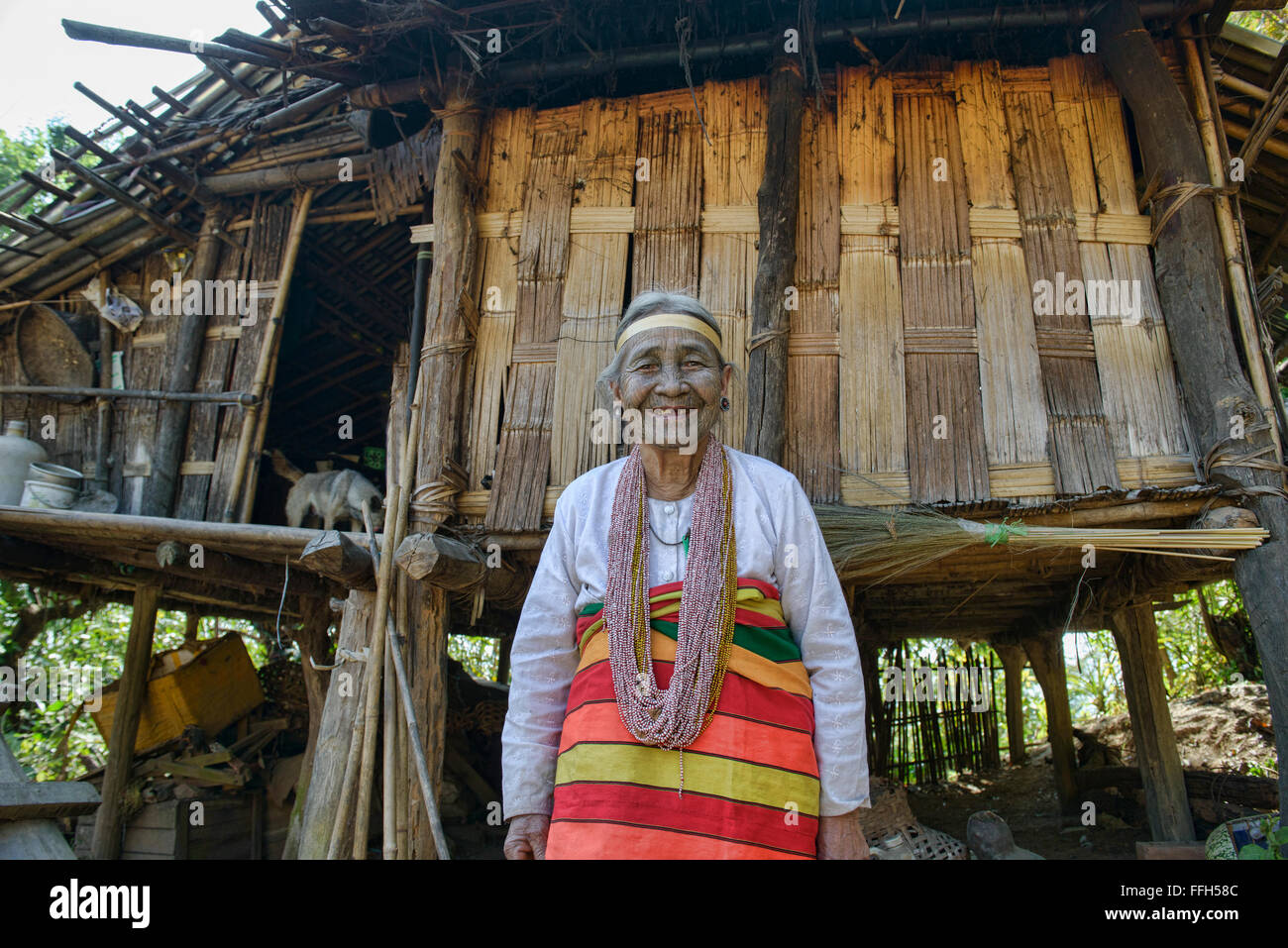 A 90 year old Yindu Chin woman with face tattoos in Kanpetlet, Myanmar ...