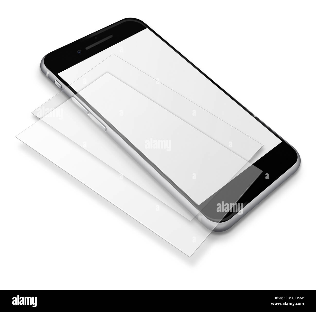 Realistic mobile phone touch screen smartphone with blank screens and ...